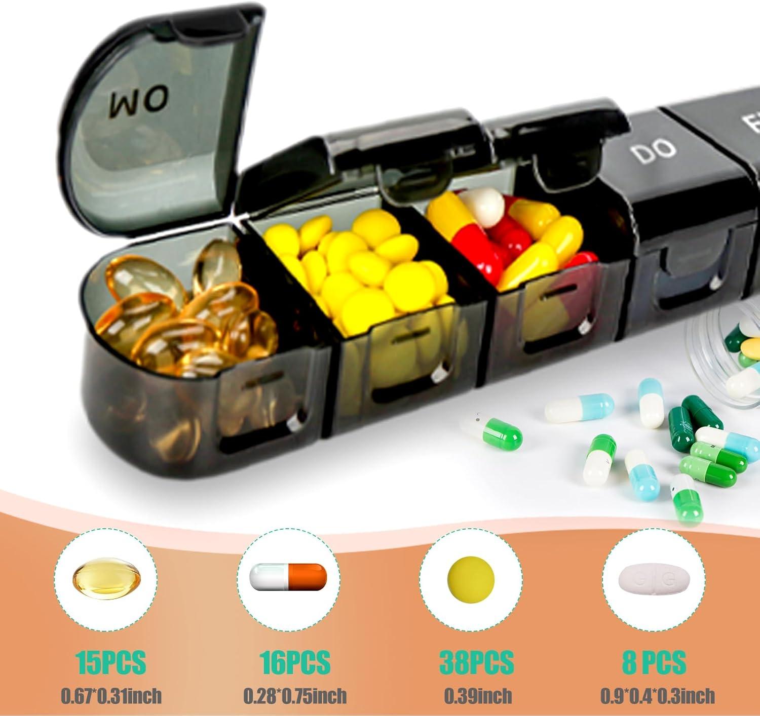 Tablet Box 7 Days - Moisture-Resistant Pill Organizer with 7 ...