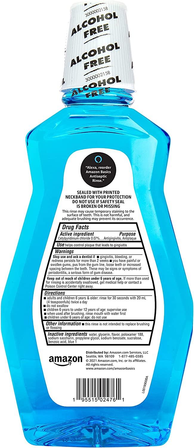 Amazon Basics Alcohol-Free Antiseptic Rinse - Fresh Mint, 1 Liter (33.8 ...