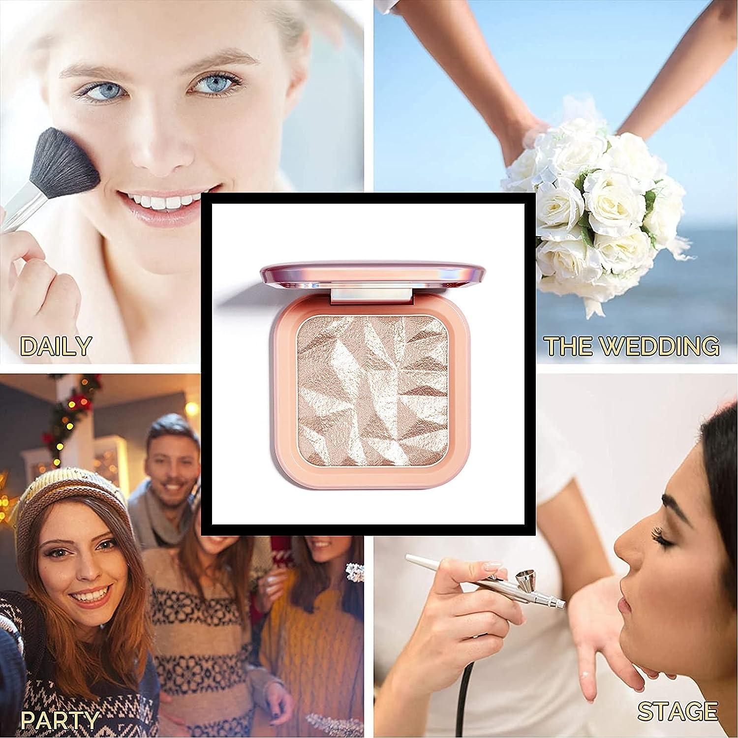 Champagne Gold Highlighter Palette with Brush - Shimmer & Glitter ...
