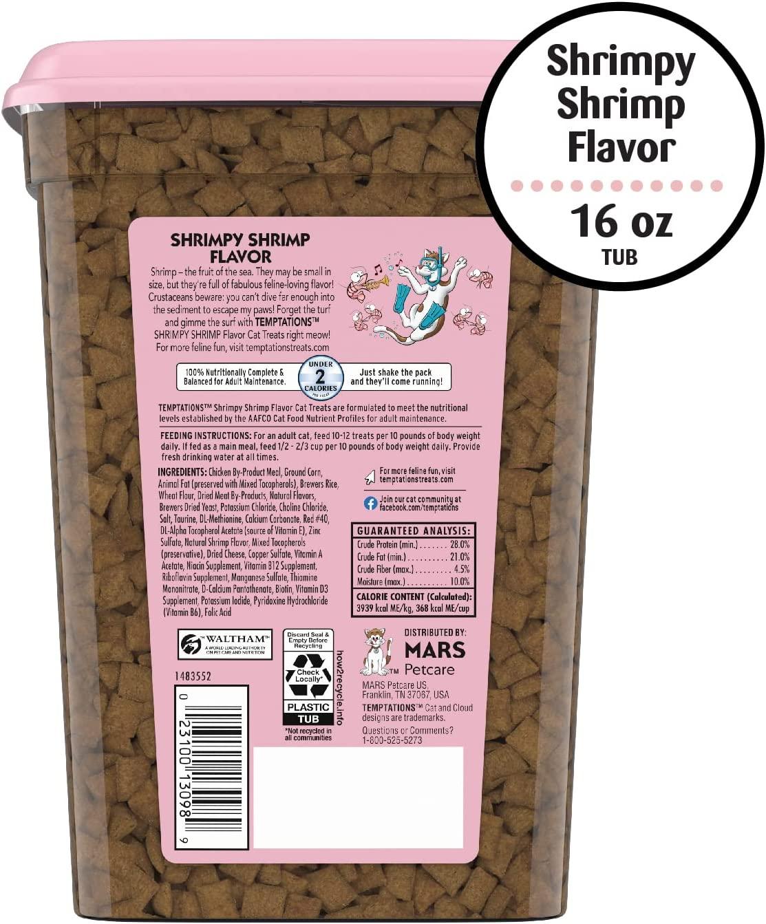 TEMPTATIONS Classic Shrimp Cat Treats - Crunchy & Soft - 1lb Pack | Buy ...