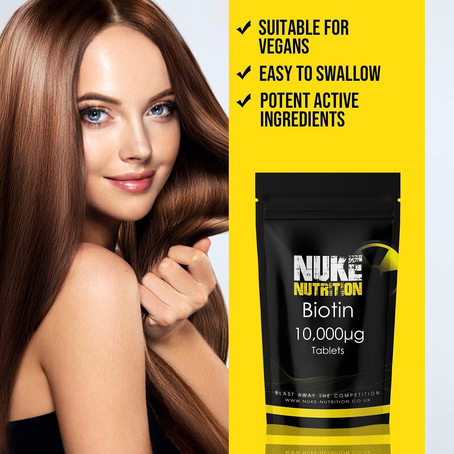 Nuke Nutrition Biotin Tablets 10000mcg x180 - Hair Growth Vitamins ...