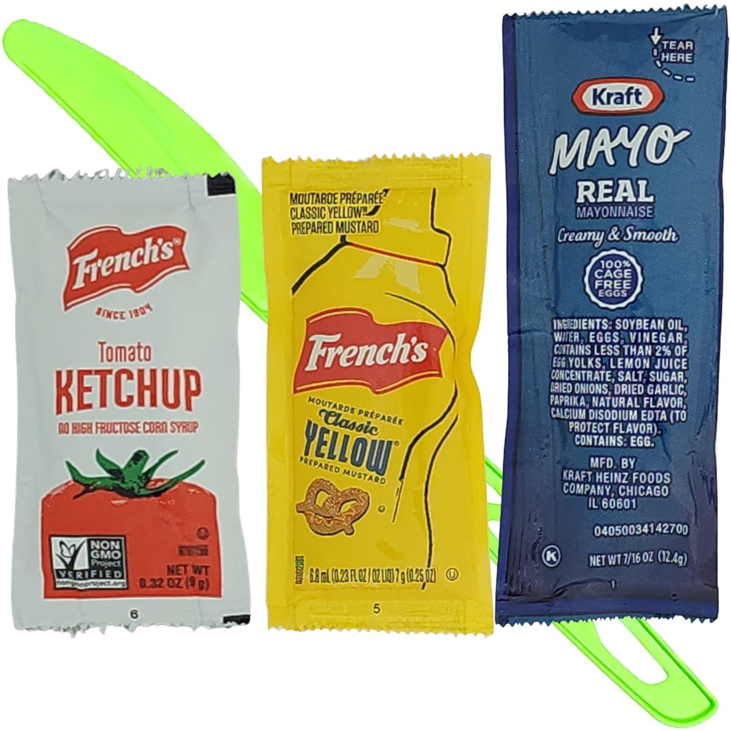 Condiment Packets Bundle with Eco-Friendly Knife - 60 Piece Set for ...