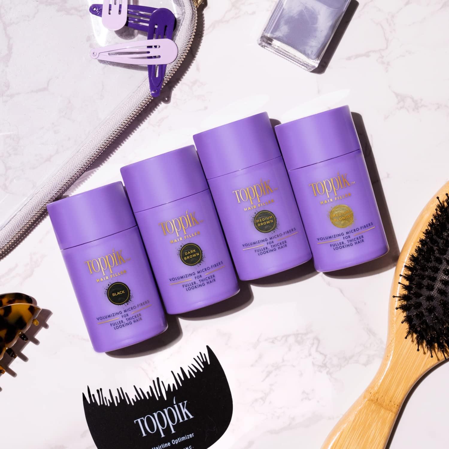 Toppik Hair Filler Duo Kit - Dark Brown Applicator & Optimizer for ...