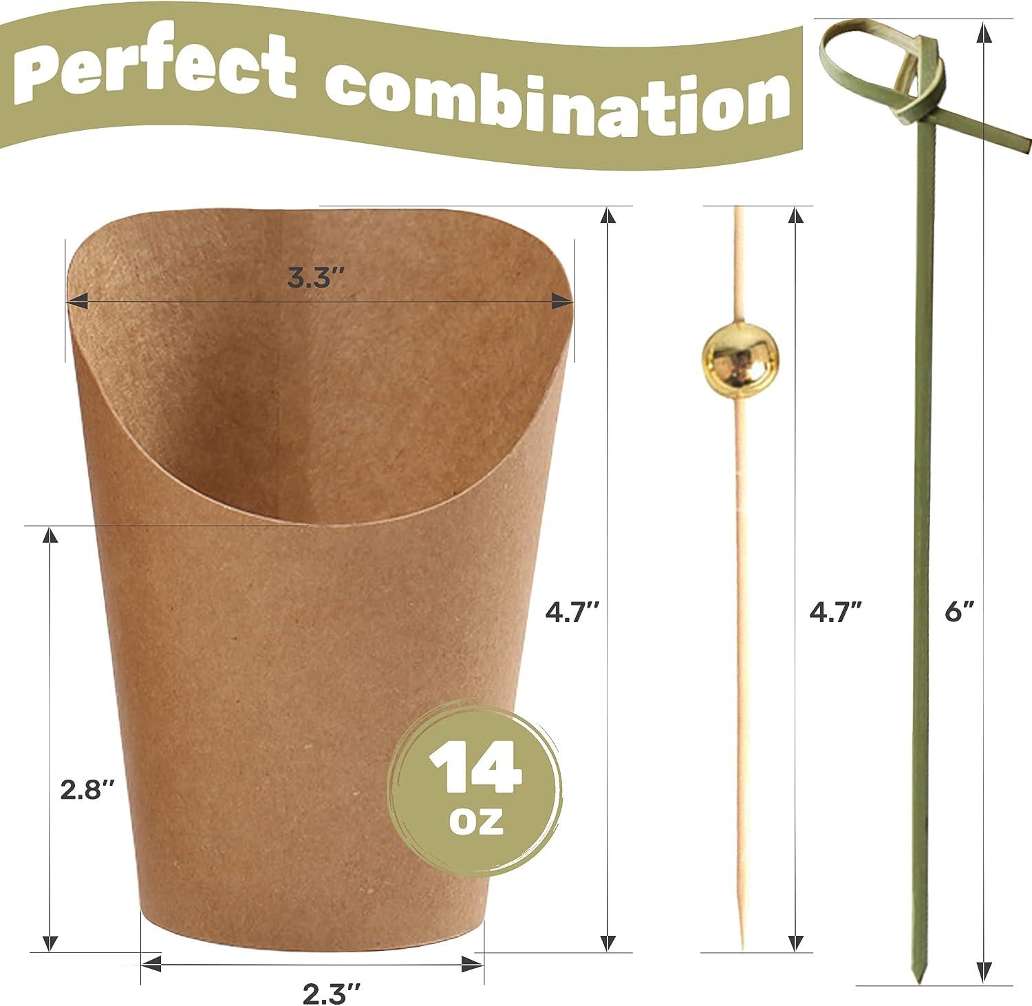 Kraft Charcuterie Cups & Picks Set - 50 Cups + 200 Picks - Disposable ...