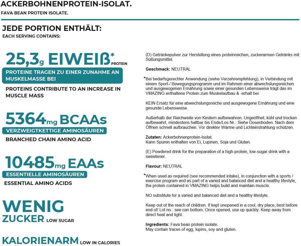 Vmazing90 Vegan Protein Isolate 1kg | Acker Beans & Fava Bean Protein ...