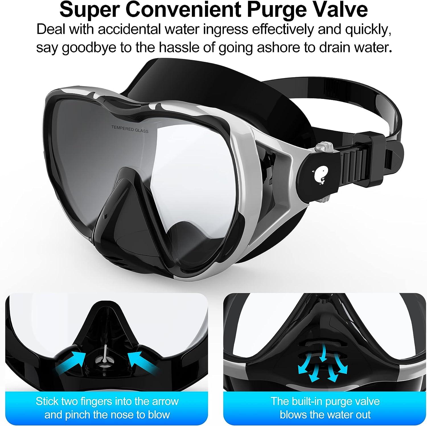 RABIGALA Adult Snorkel Diving Mask | Anti-Fog Tempered Glass | 180 ...