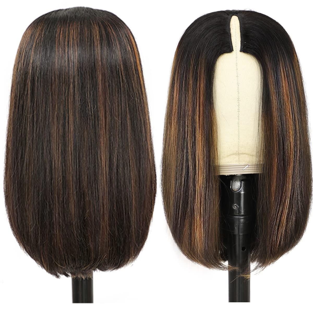 Cute Fairy V Part Highlight Bob Wig | 12 Brazilian Remy Human Hair ...