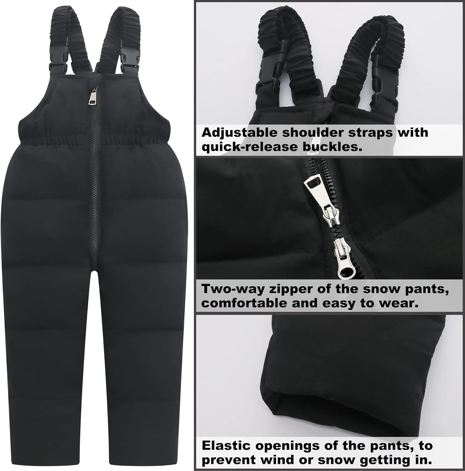 Kids 2-Piece Snowsuit Set | Winter Ski Suit with Hooded Jacket and Bib Pants | Toddler ...