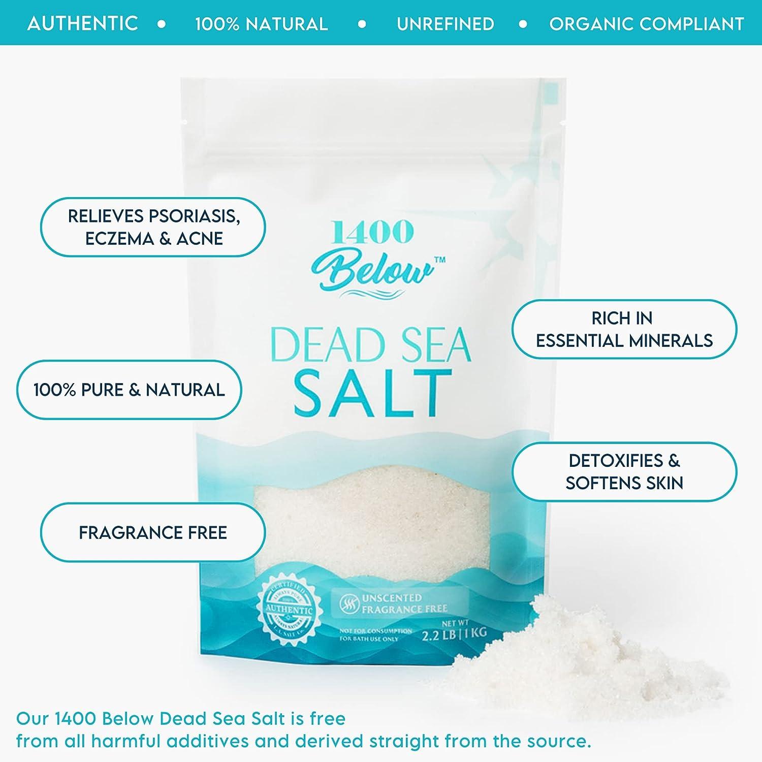 Dead Sea Salt Fine Grain Bath Soak and Body Scrub - 100% Pure, Mineral ...