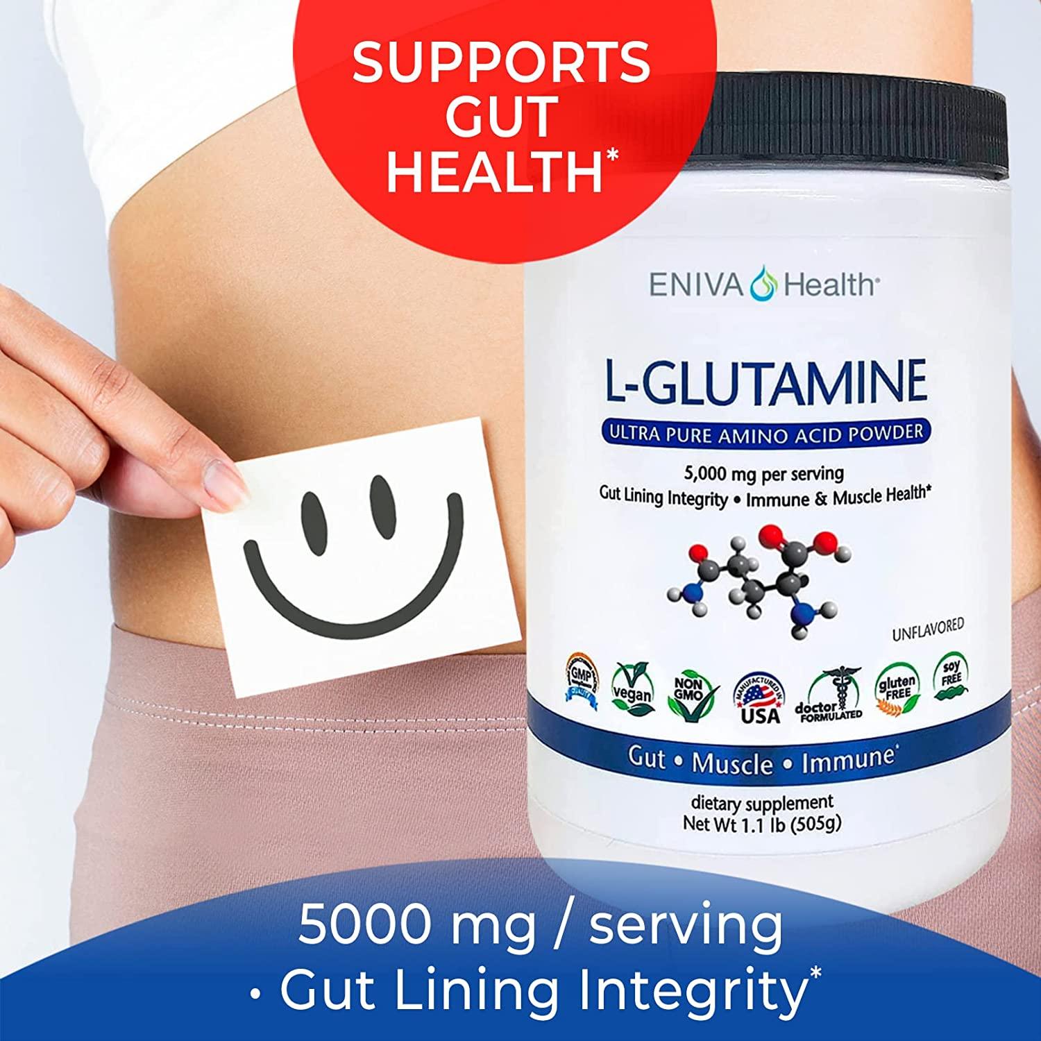 Eniva Health L-Glutamine Pure Powder 1.1 lbs - 101 Servings | Plant ...