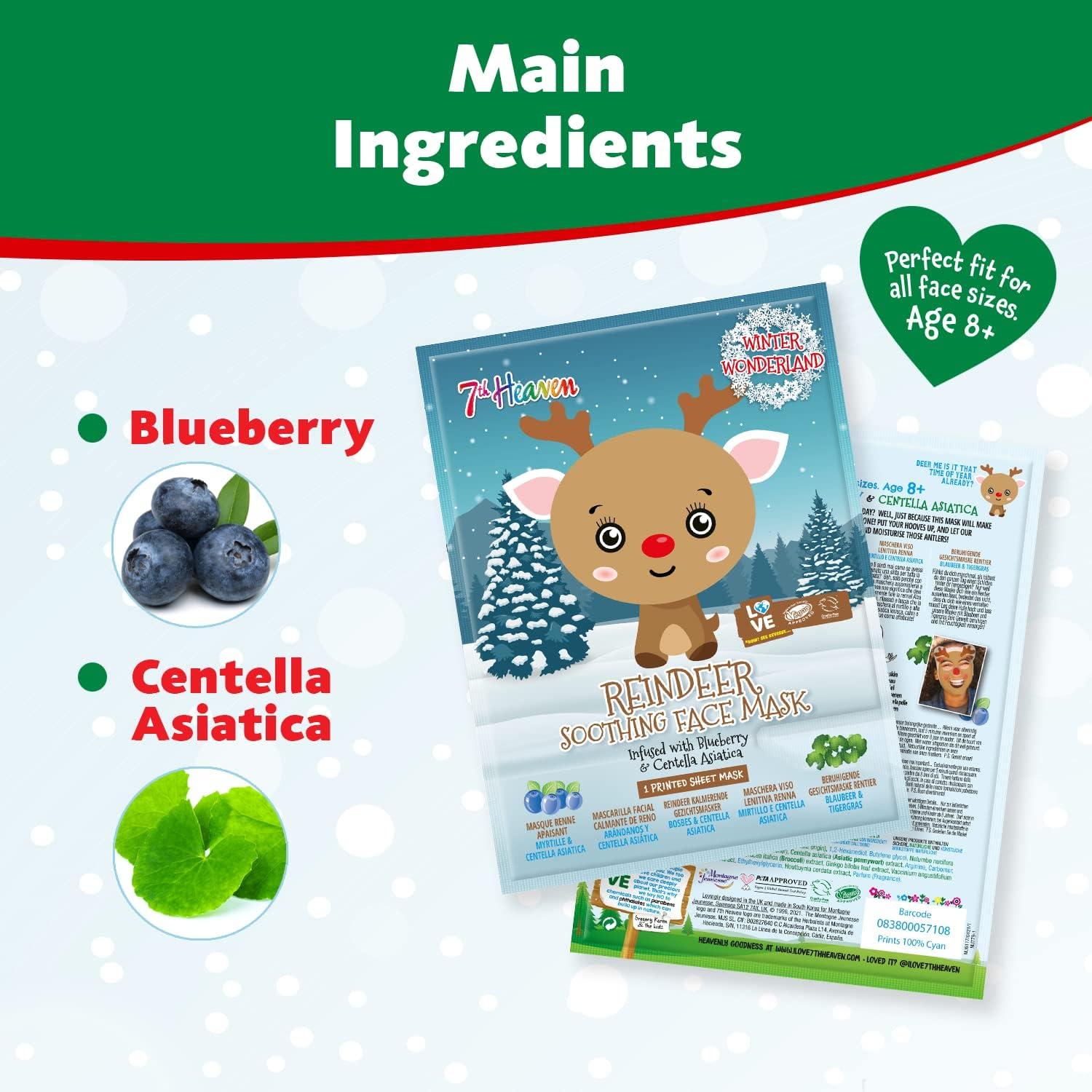 7th Heaven Winter Wonderland Reindeer Facial Sheet Mask - Blueberry ...