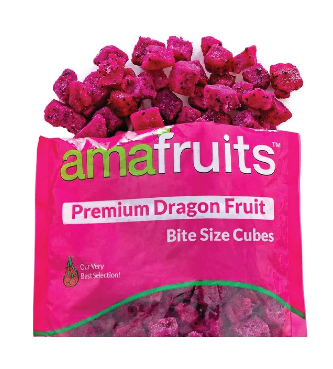 Amafruits Dragon Fruit (Pitaya) Bite Size Cubes - 16oz, 5 Bags | Fresh ...