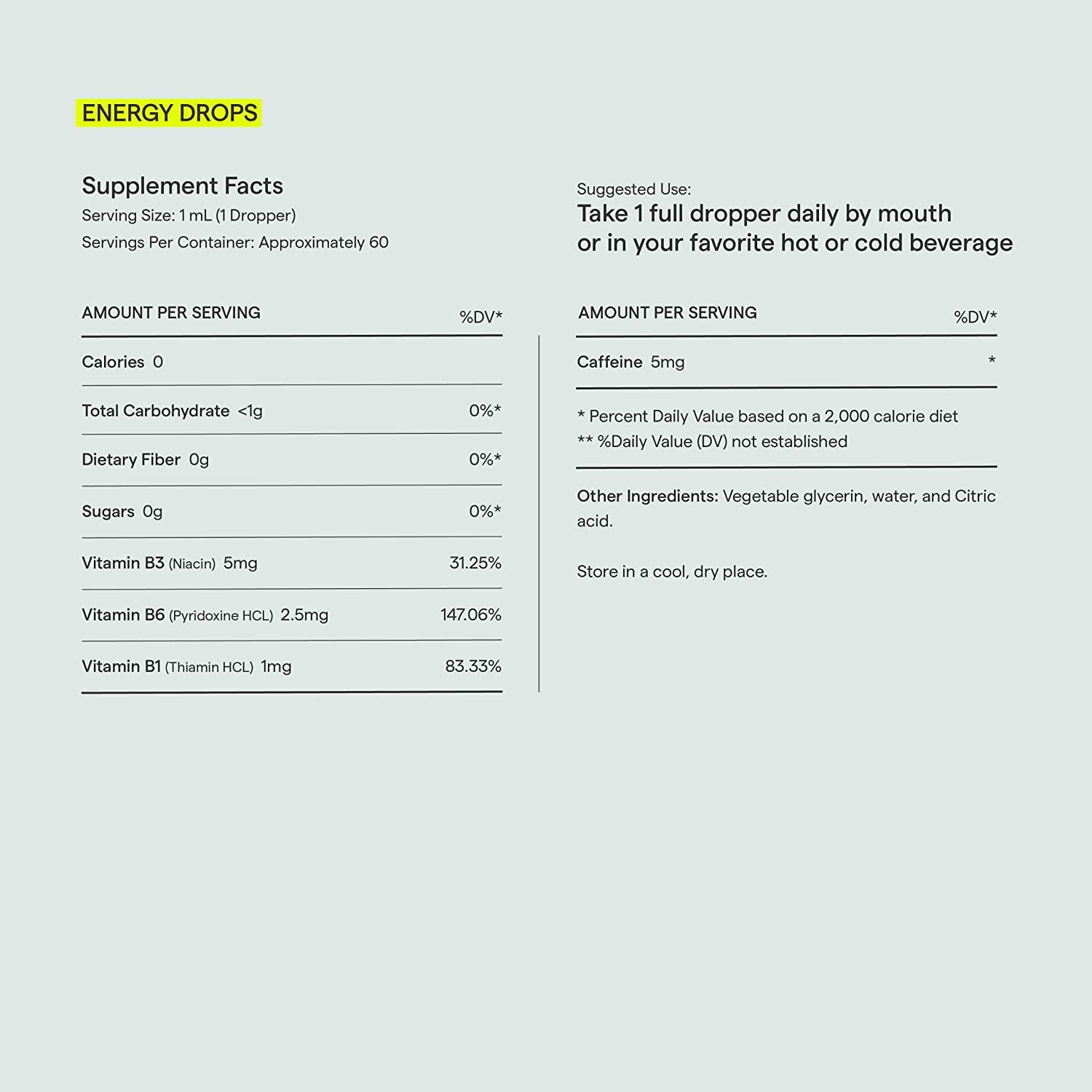 Rae Energy Drops - Vegan Liquid Supplement for Women with B Vitamins ...