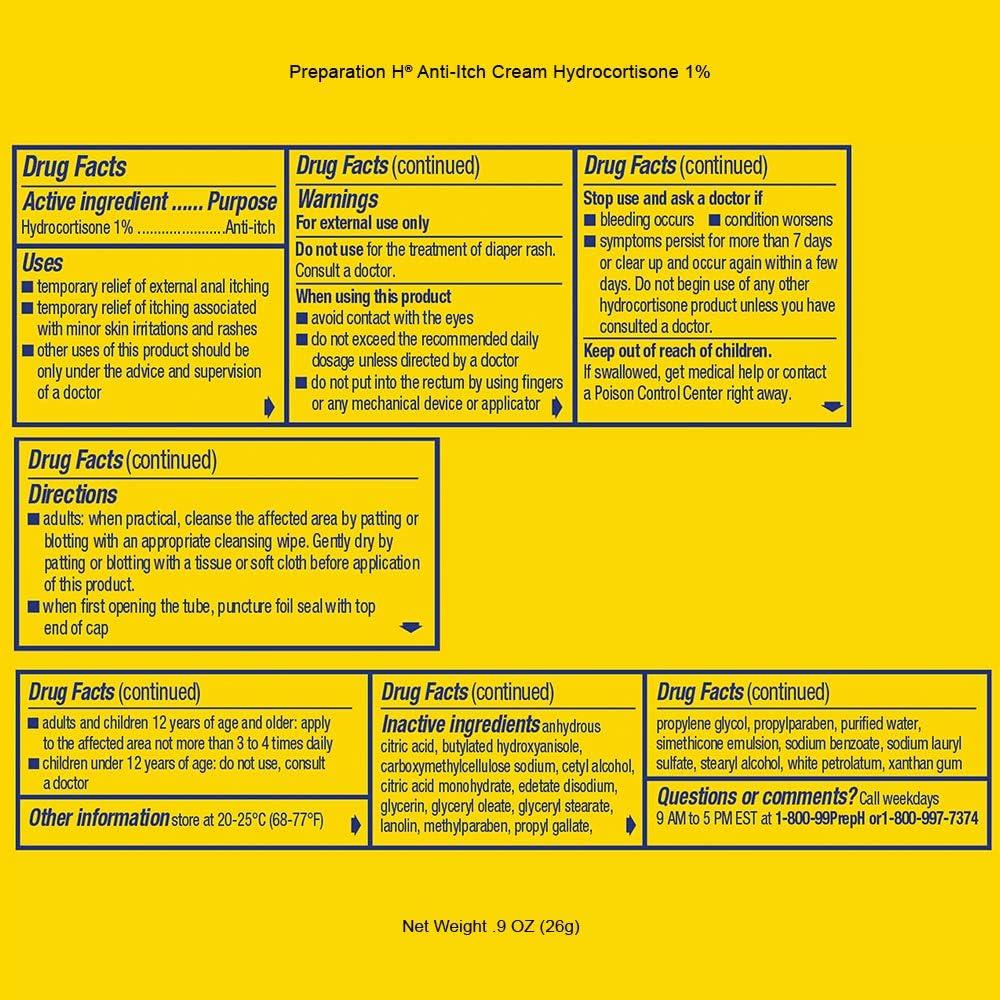 Preparation H Anti-Itch Hemorrhoid Treatment Cream - 1% Hydrocortisone ...