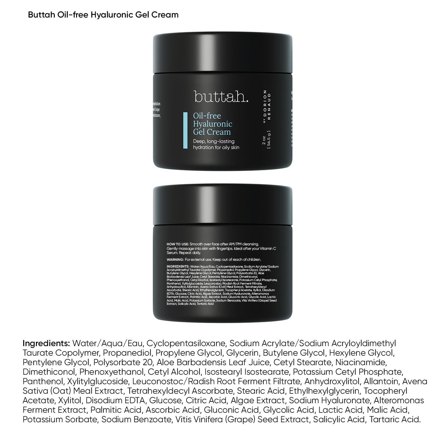 Buttah Skin Oil-Free Hyaluronic Gel Cream 2oz - Deep Hydration Daily ...