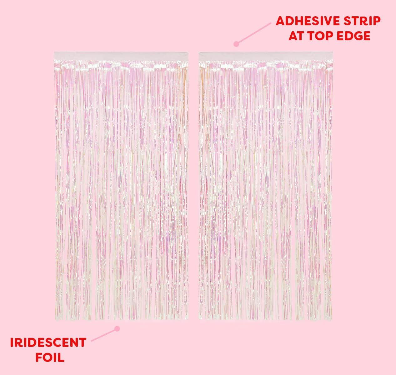 Set of 2 Iridescent Fringe Foil Curtains for Bachelorette, Bridal ...