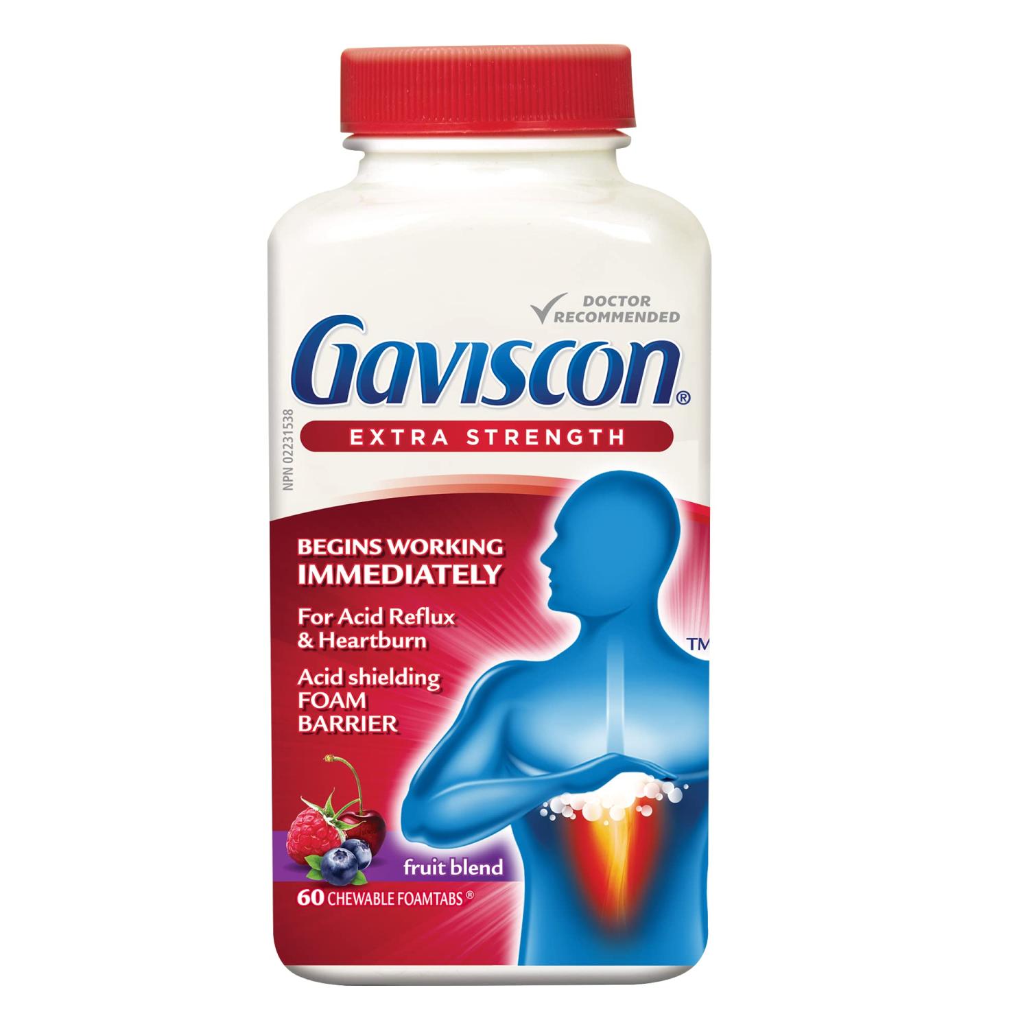 Gaviscon Extra Strength Fruit Antacid 60 Tablets - Fast-Acting Relief ...