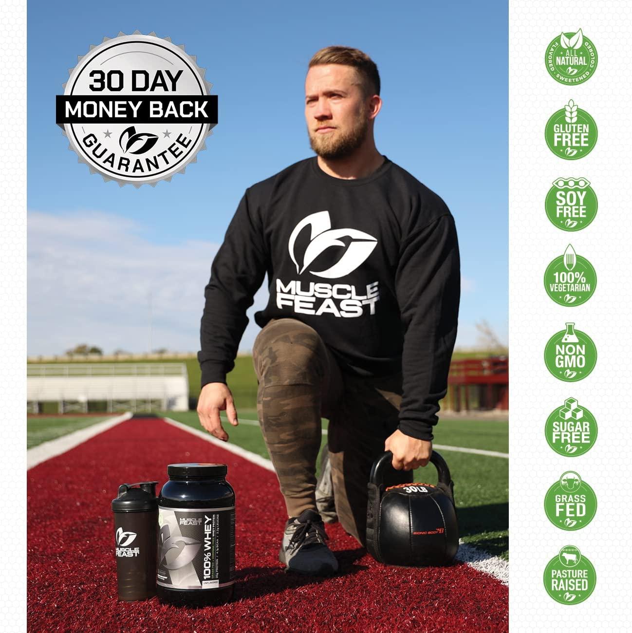 MUSCLE FEAST 100% Grass-Fed Whey Protein 5lb - Hormone-Free, Pastured ...