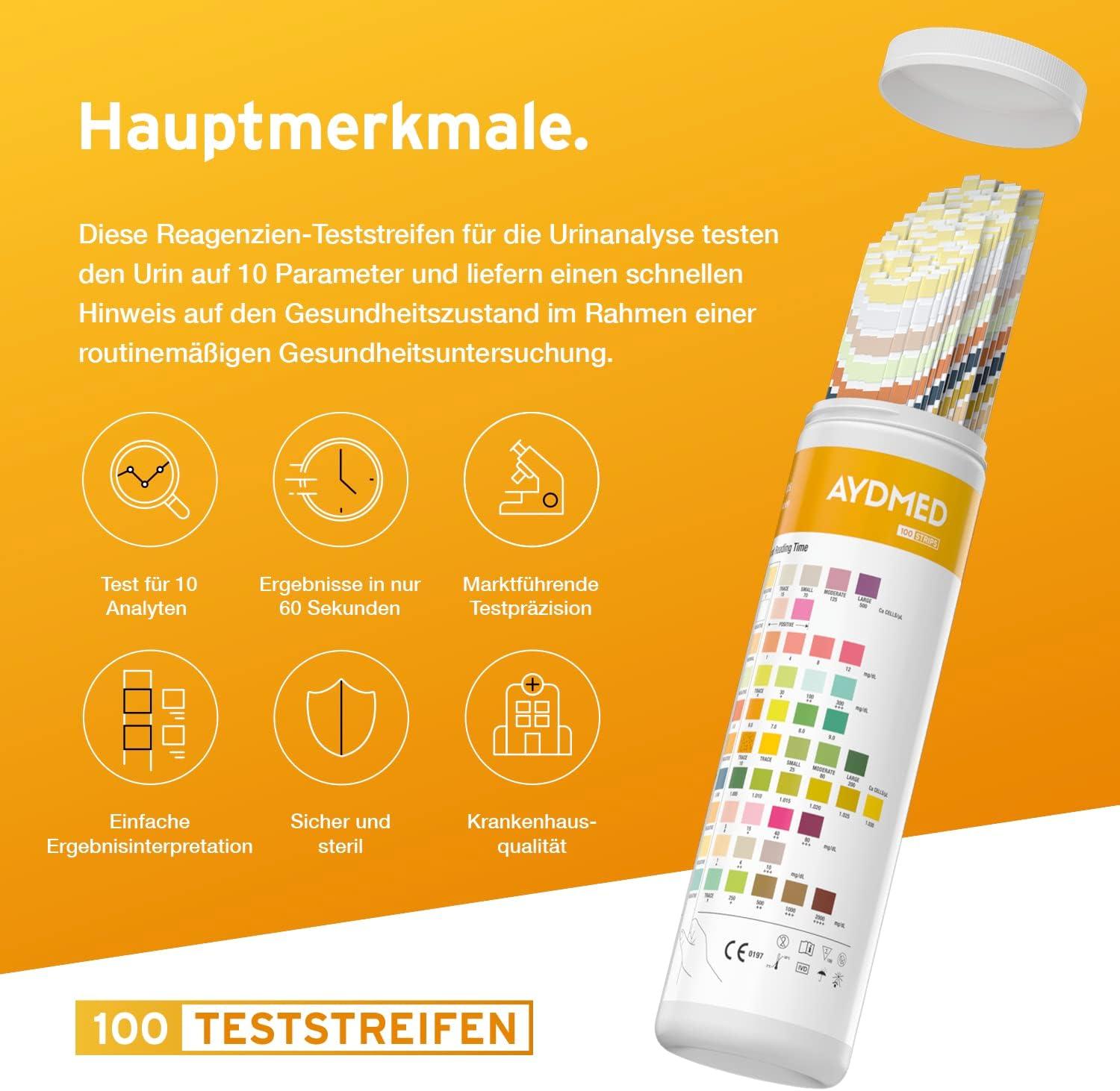 Buy 100 x Aydmed 10-Parameter Urine Test Strips - Accurate Urine ...