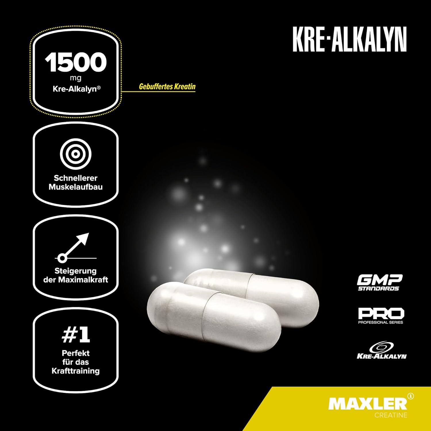 Maxler Kre-Alkalyn - 1500mg Buffered Creatine Capsules | 120 Capsules ...