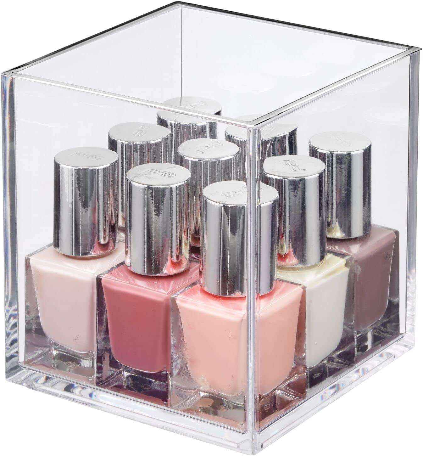 mDesign Prism Collection Cosmetic Organizer - 3 Pack, Clear/Chrome ...
