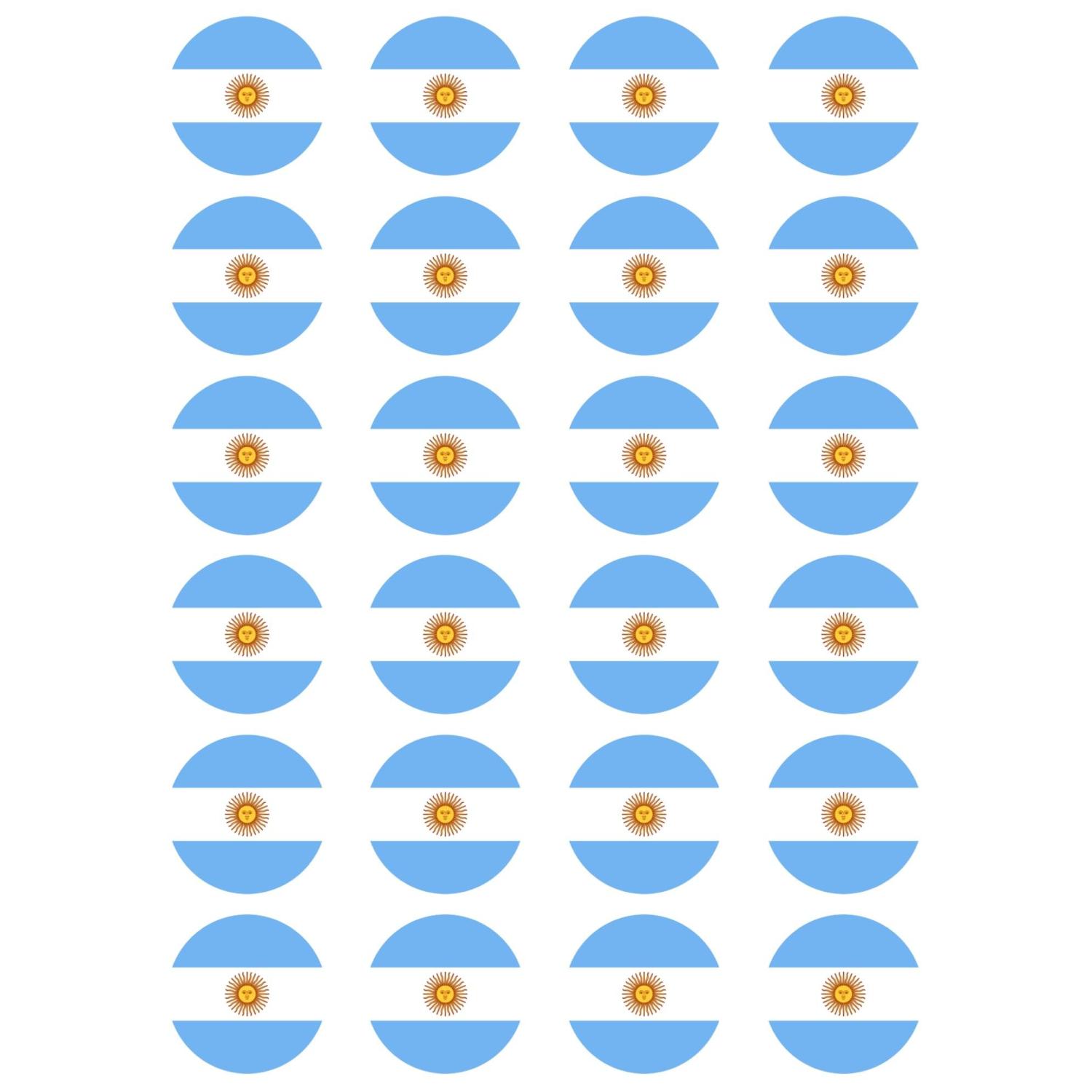 24 x Argentina Flag Edible Wafer or Icing Cupcake Topper Fun Country ...
