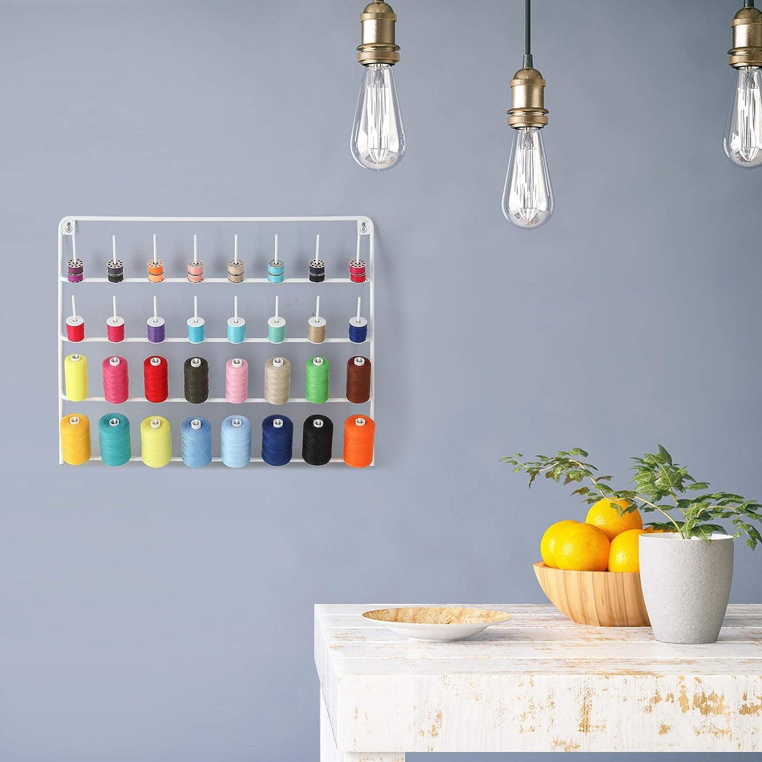 HAITARL 4 Set Wall-Mounted Metal Thread Rack & 32-Spool Holder - White ...