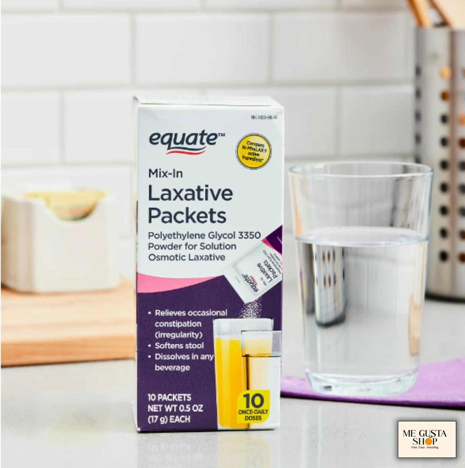 Equate Polyethylene Glycol 3350 Mix-in Laxative Packets 10 Count + Me ...