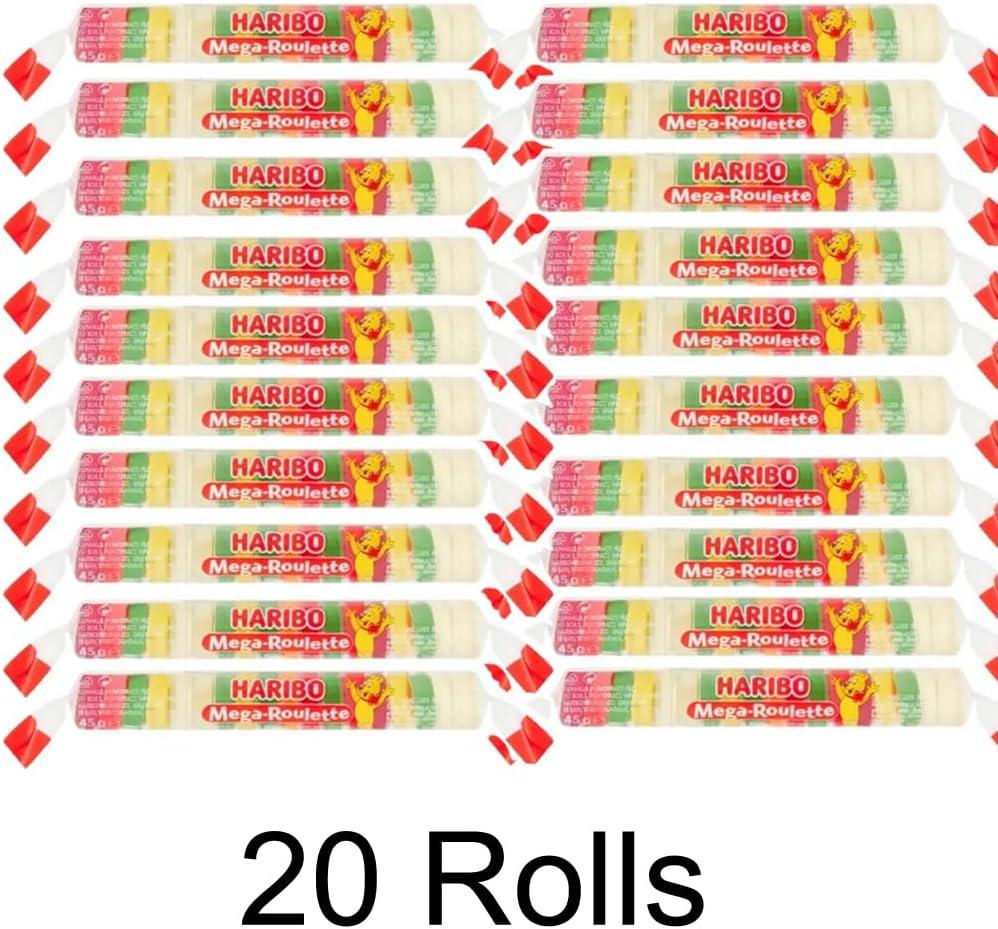 20 x Mega Roulette Rolls 45g - Fruit Flavour Gummy Sweets | VIMIX