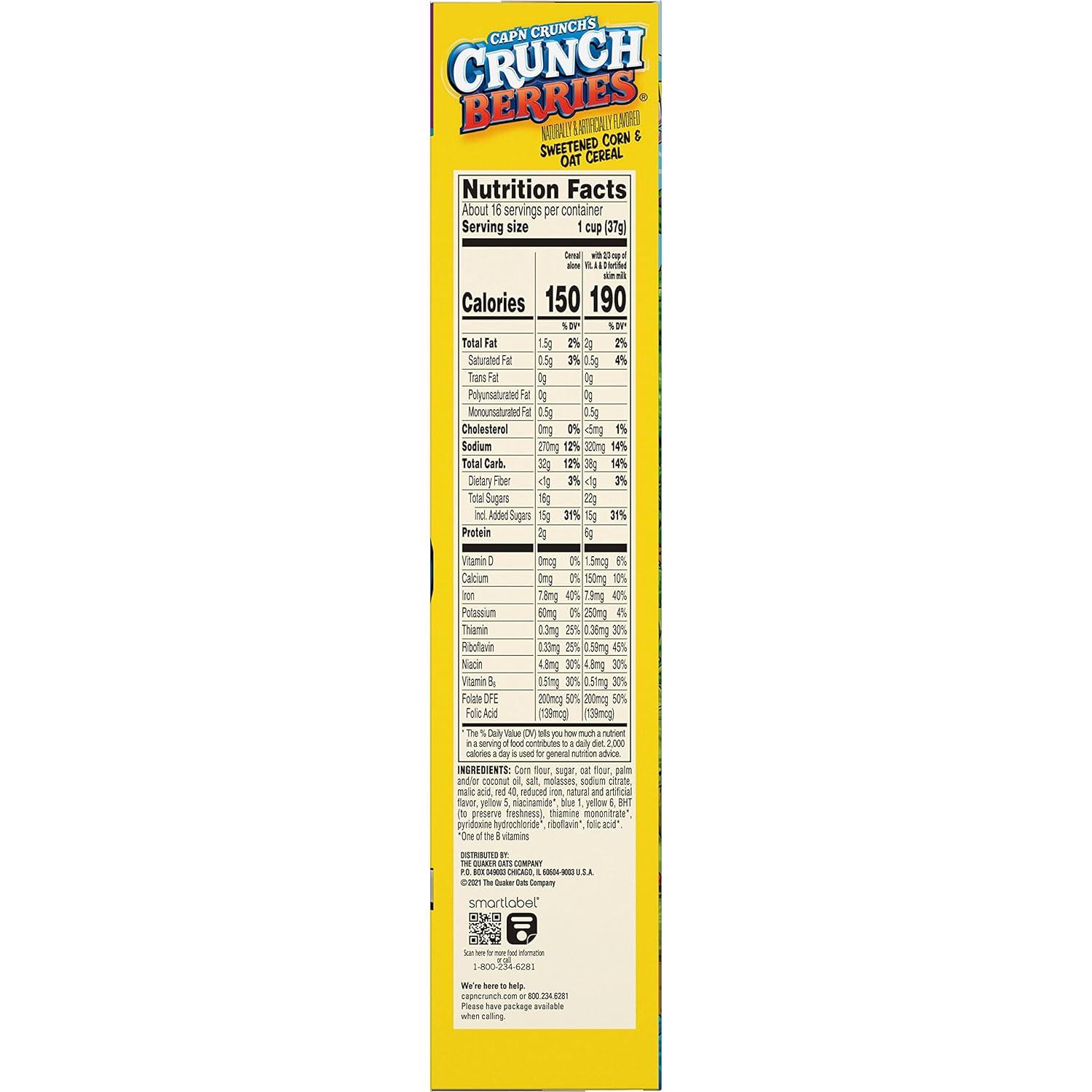 Cap'n Crunch Crunch Berries Cereal - 20.5oz Box | Delicious and Crunchy ...