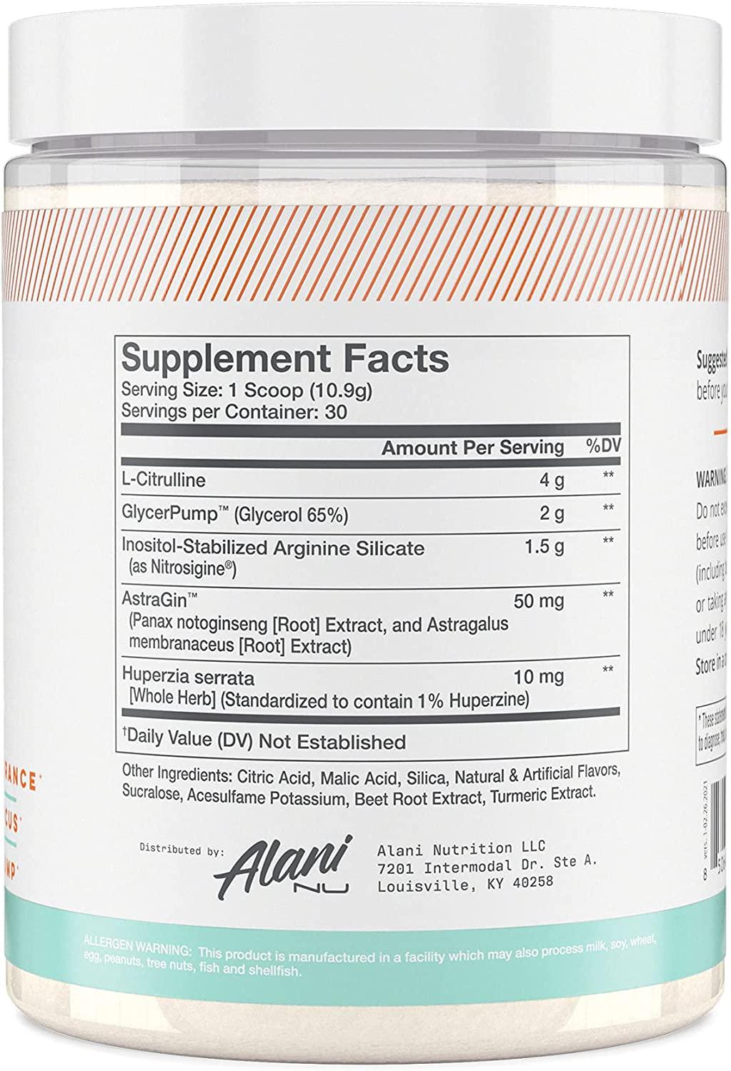 Alani Nu Pump Stim Free Pre-Workout Supplement - Mango Sorbet (30 ...