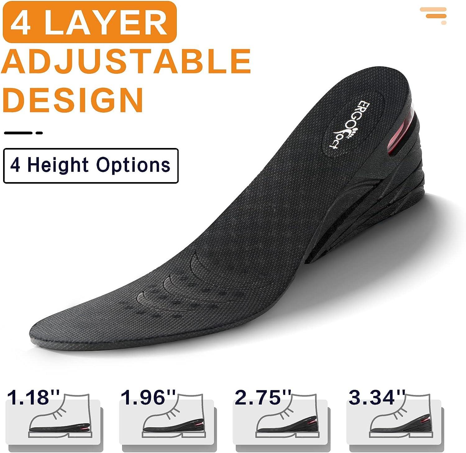 ERGOfoot Height Increase Insoles for Men - Adjustable 4-Level Shoe Lift ...