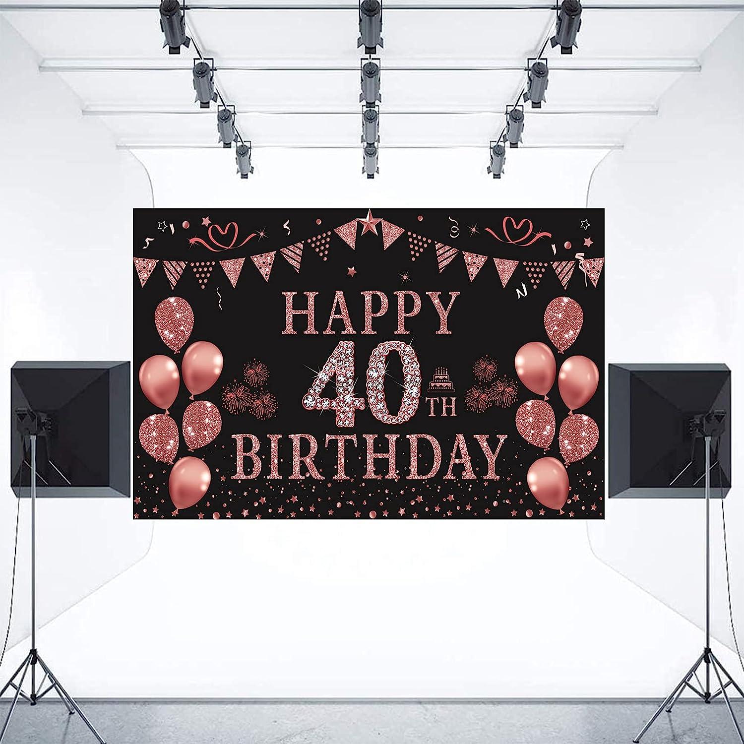 Trgowaul 40th Birthday Decorations Banner Women Rose Gold Happy 40th