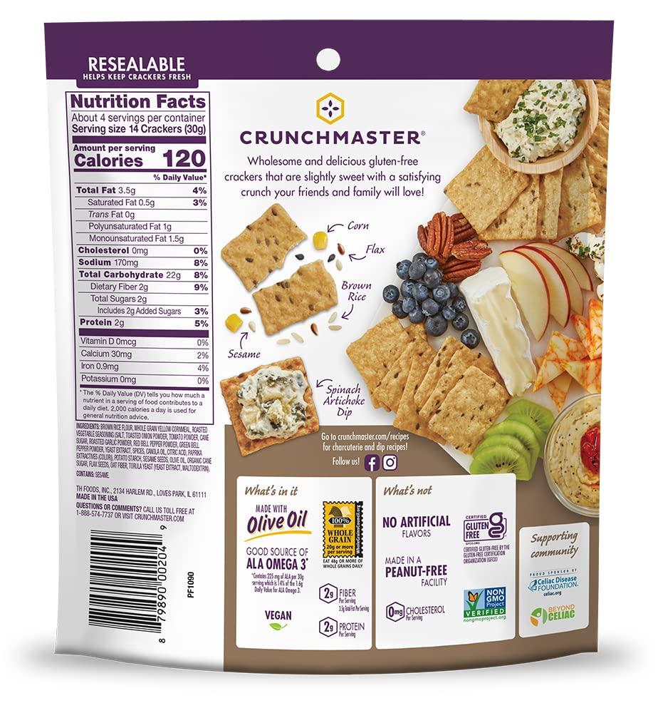 Crunchmaster Multi-Grain Crackers - Garden Vegetable Flavor, 4 oz (Pack ...