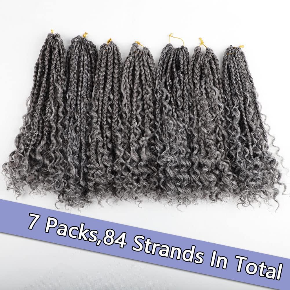 12 Inch Boho Box Braids Crochet Hair | Prelooped with Curly Ends | 7 ...