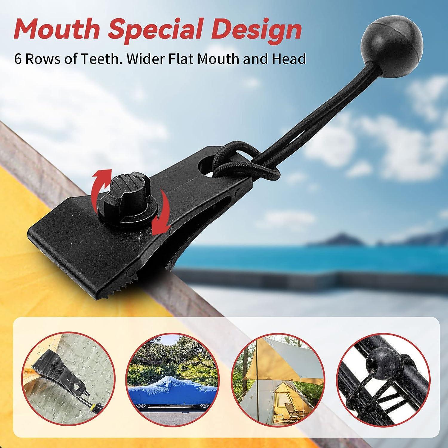 12 Pack Heavy Duty Tarp Clips with Ball Bungee Cords - Secure Fasteners ...