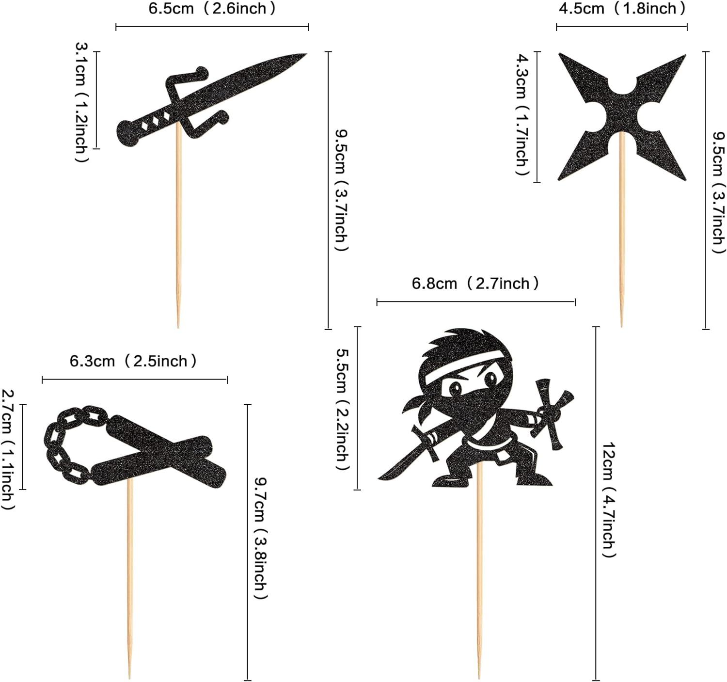 Ercadio 24 Pack Ninja Cupcake Toppers Ninja Cupcake Picks Assambled ...