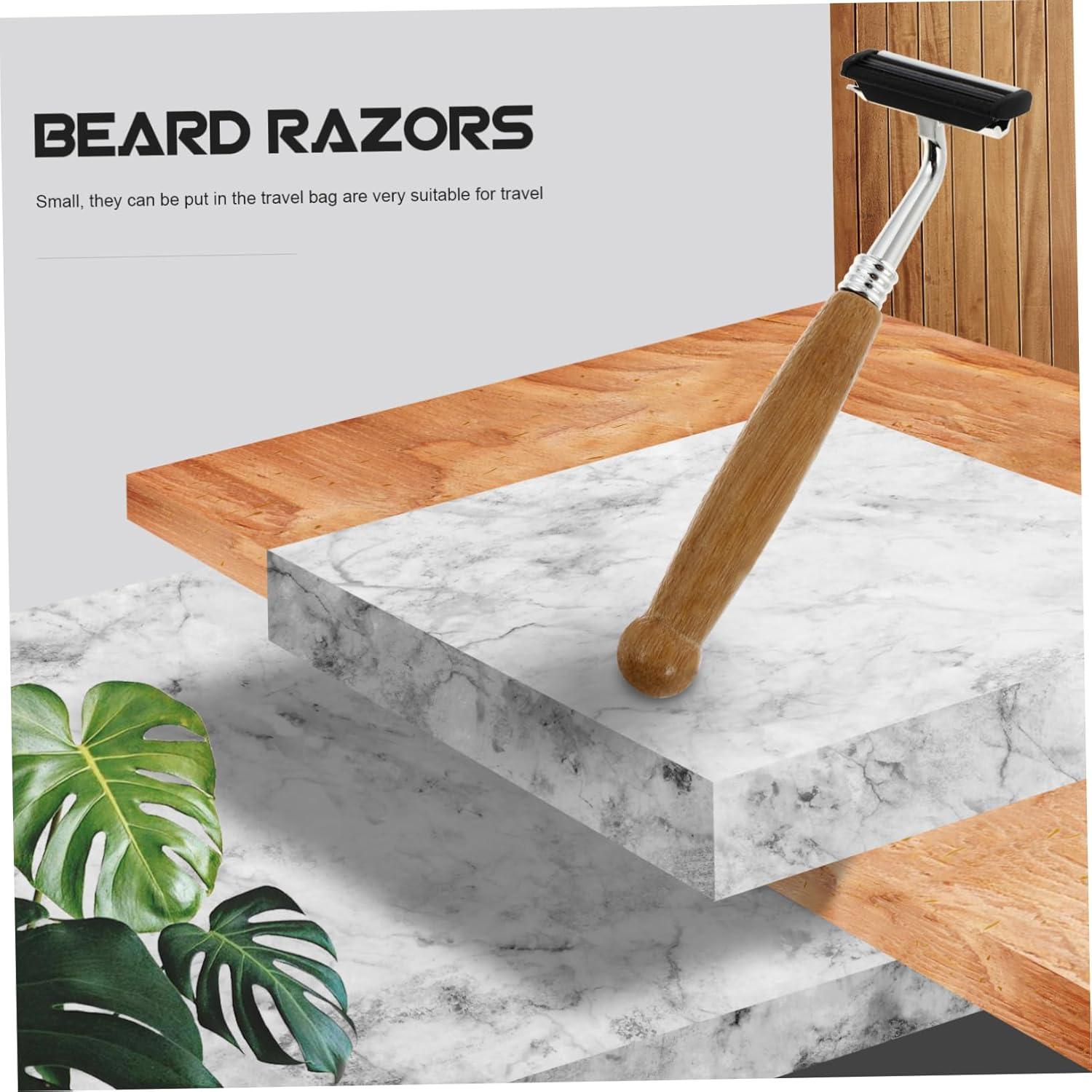 Beavorty Bamboo Handle Razor Set - 4 Double-Edged Manual Razors for ...
