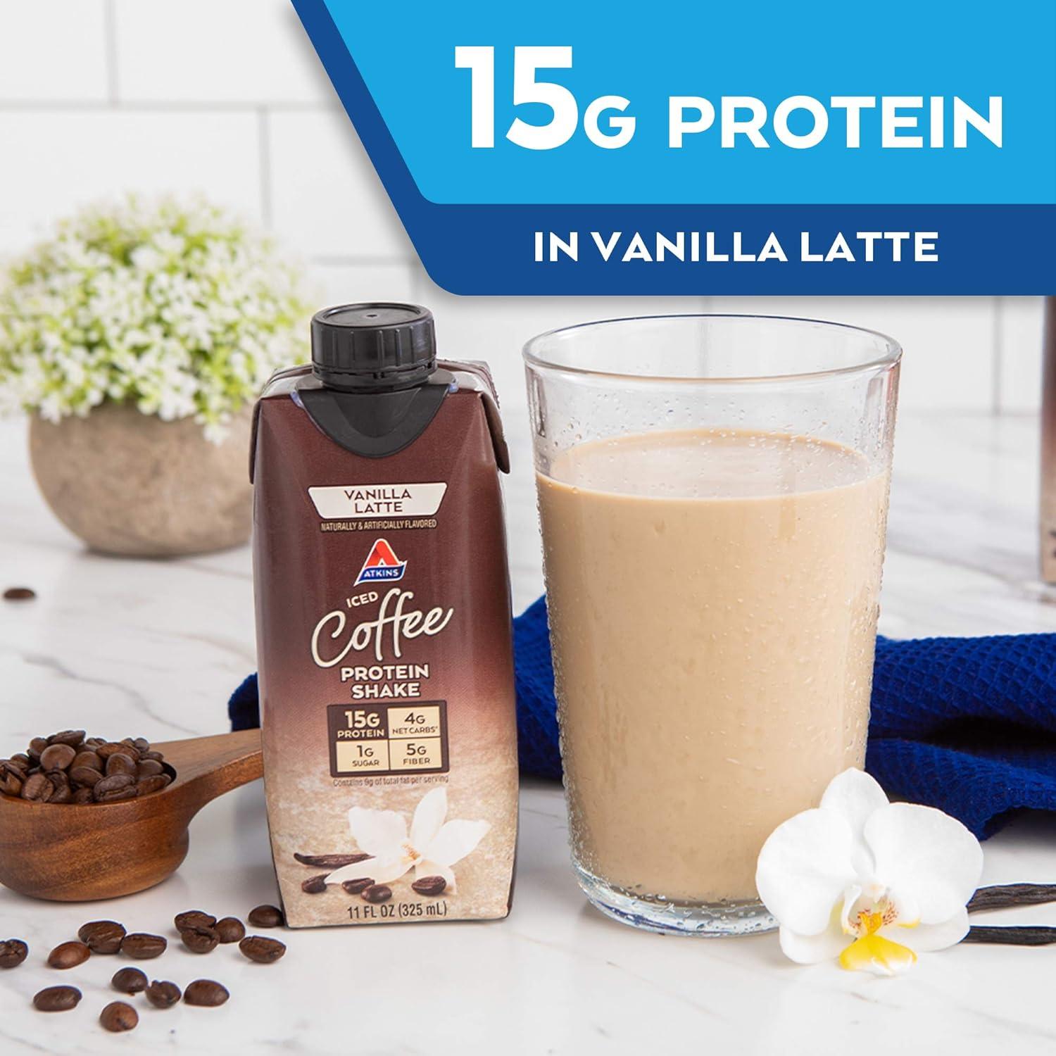 Atkins Vanilla Latte Protein Shake - 4 Pack of Iced Coffee Shakes | Buy ...
