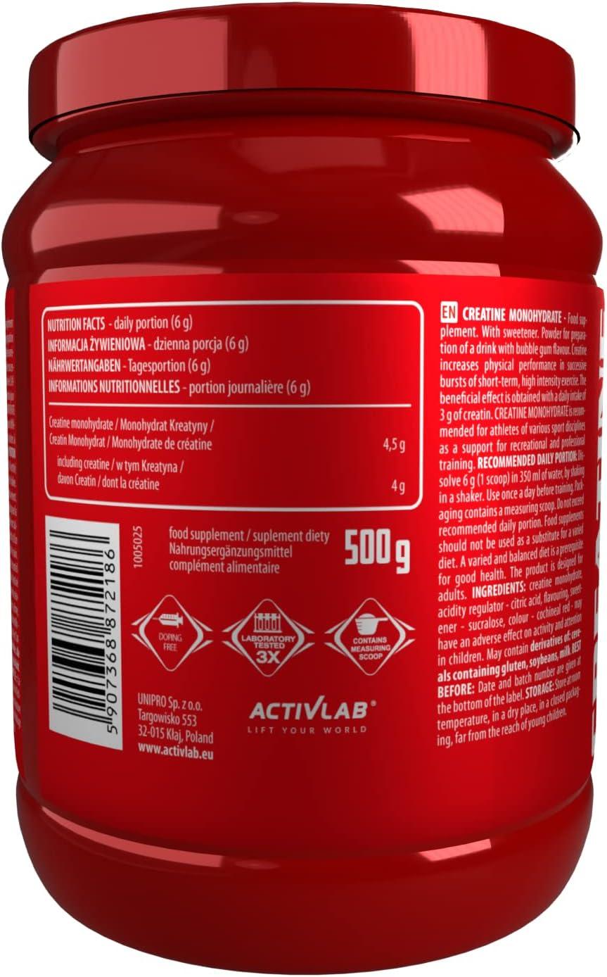 Activlab Creatine Monohydrate 500g - Chewing Gum Flavor | 83 Portions ...