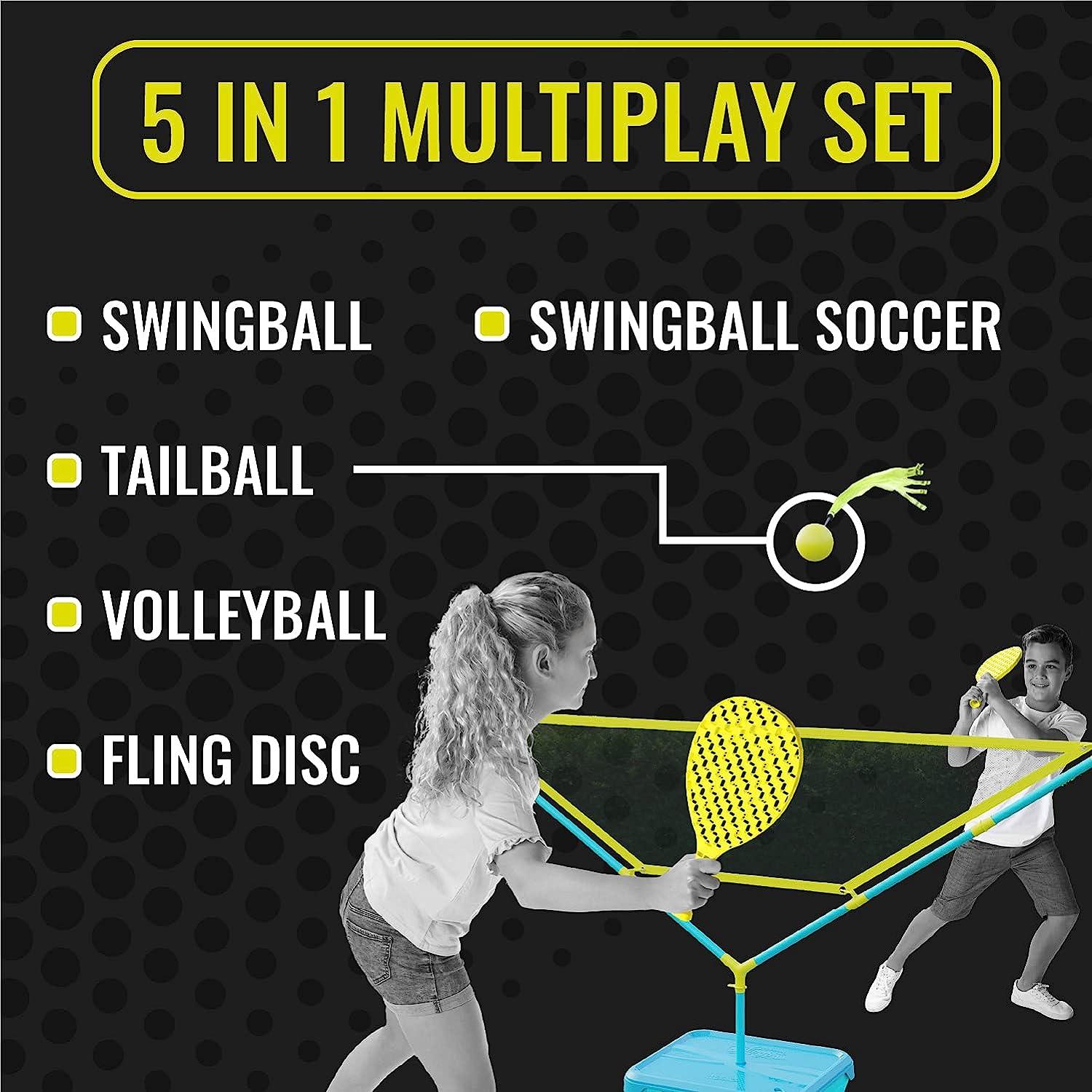 Swingball 5 in 1 Outdoor Game Set - Soccer, Volleyball, Tailball ...