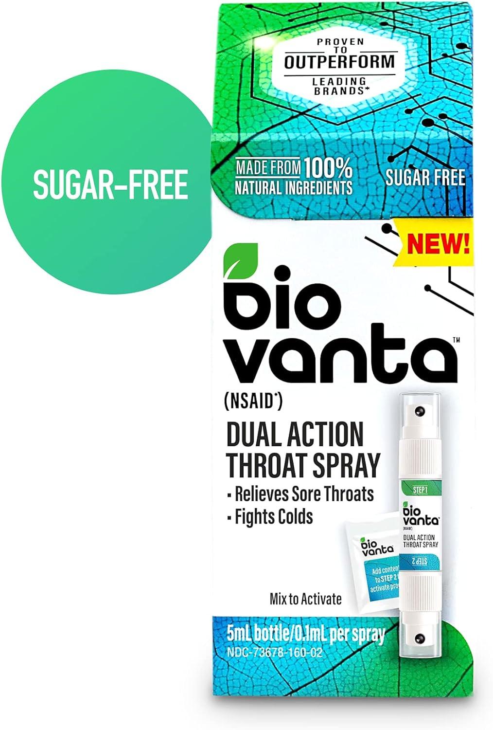 Biovanta Natural Ingredients Throat Spray for Cold and Sore Throat ...