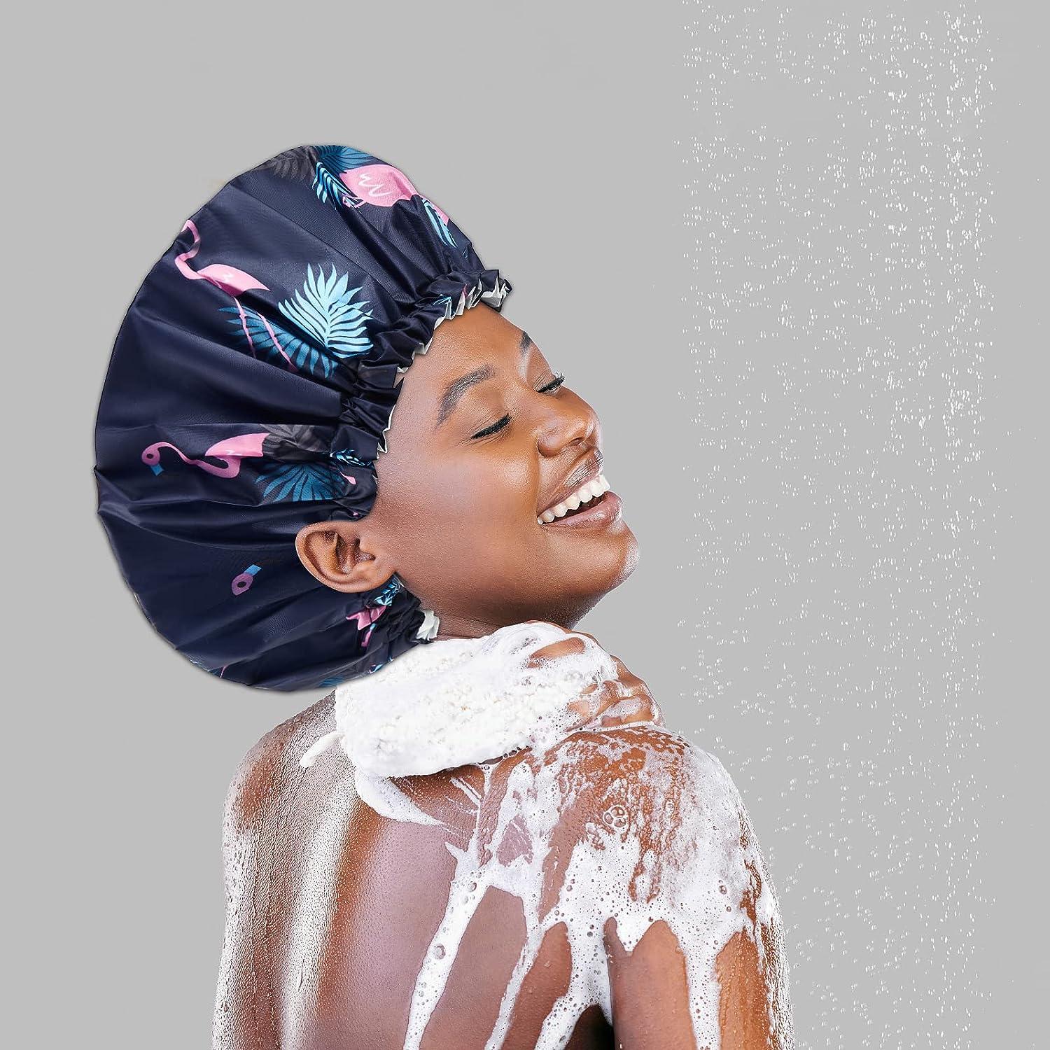 Large Adjustable Shower Cap for Women - Reusable and Waterproof Bath ...