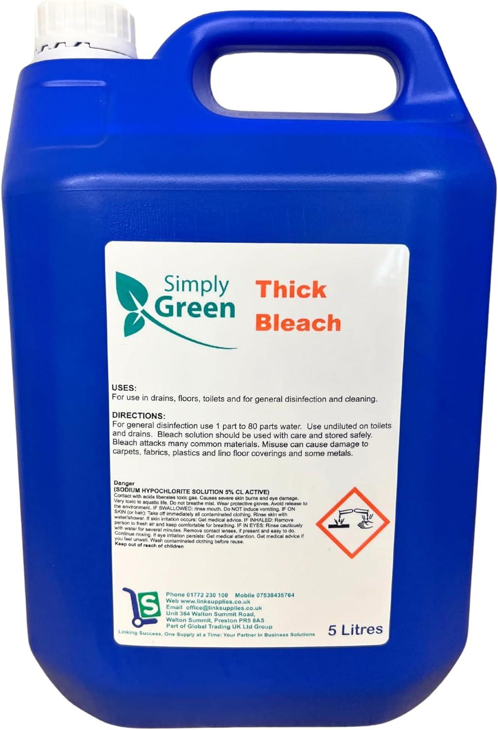 2 x 5 Litre Thick Bleach Simply Green | Buy Now with Express ...