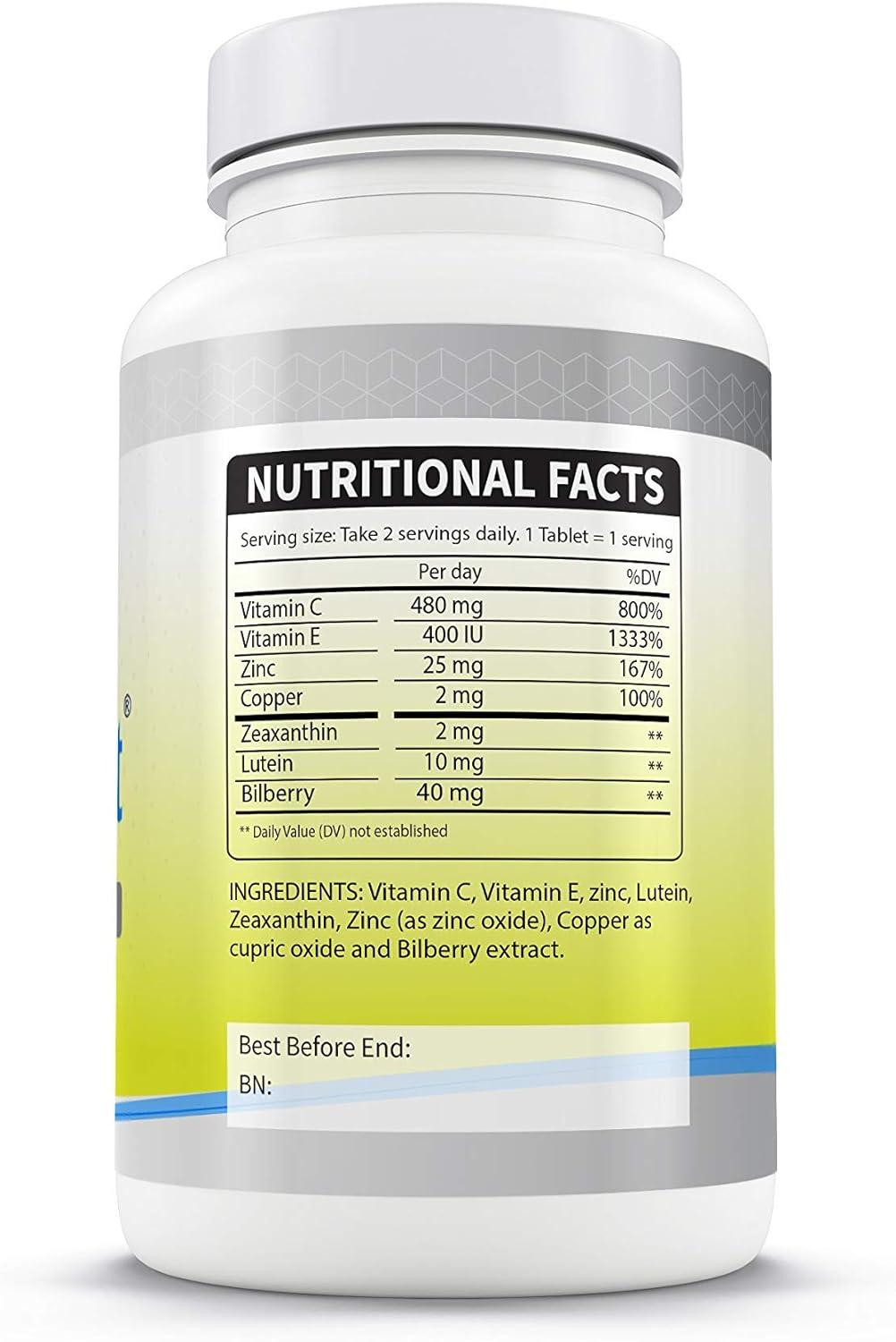 MacuBright Advanced (180 Tablets) - Vegan AREDS 2 Food Supplement with ...