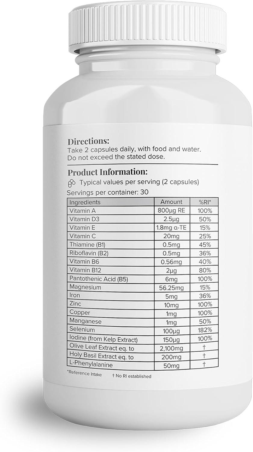 Hey Nutrition Thyroid Complex Supplement - Advanced Formula with Copper, Iron, Zinc, Selenium ...