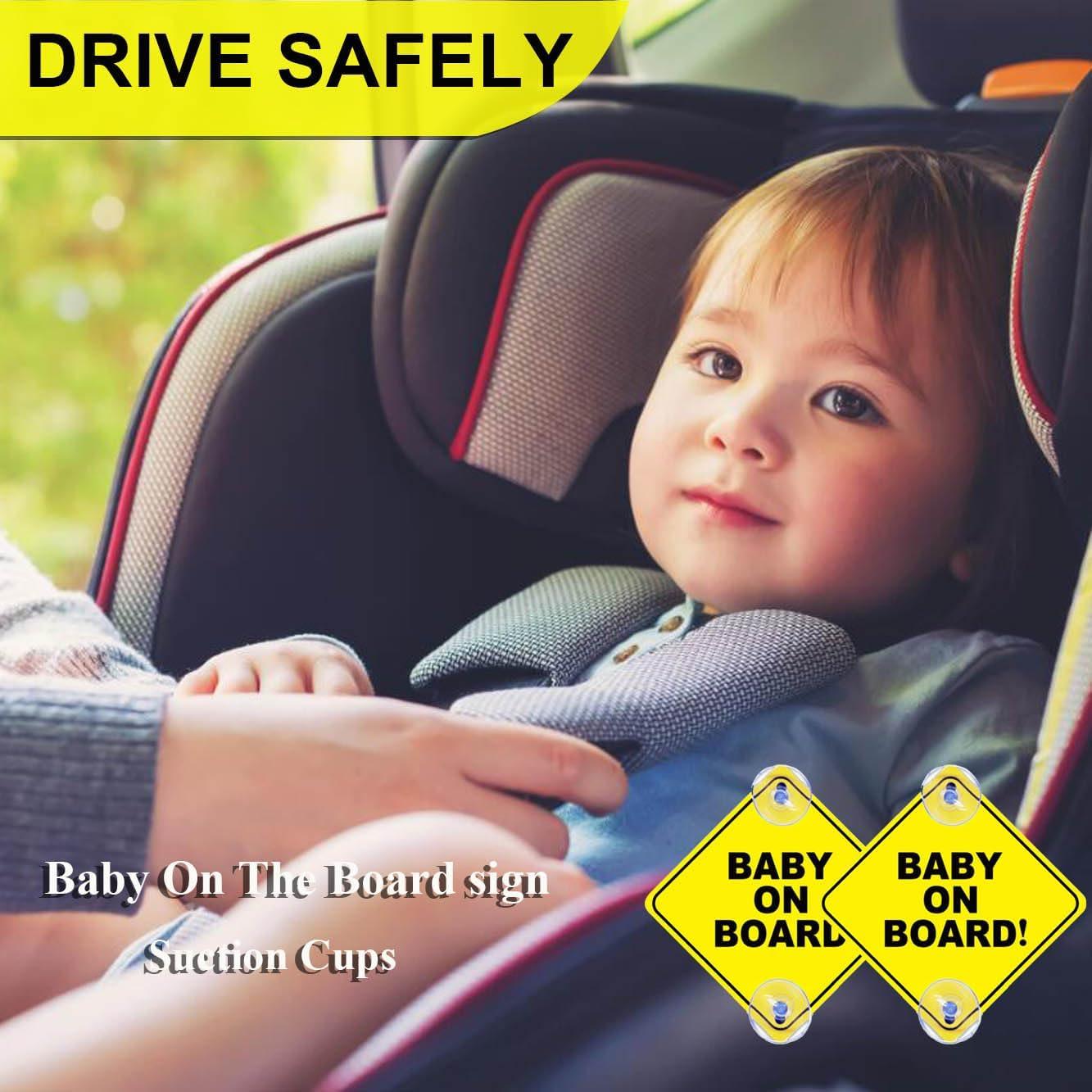 2 Pcs Baby on Board Car Sign with 4 Suction Cups - Reusable and Durable ...