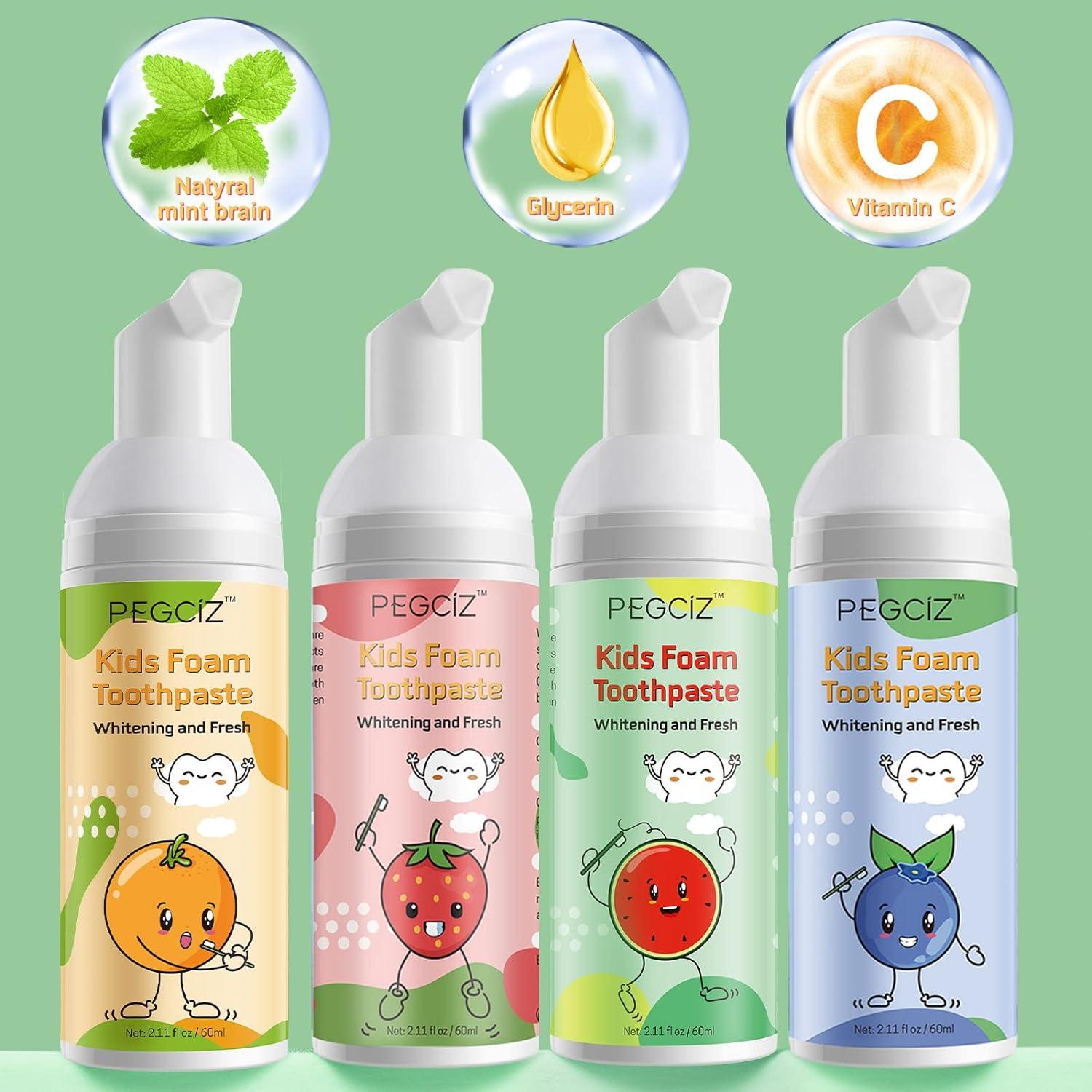 Kids Foam Toothpaste 4 Pack - Low Fluoride Toddler Anti-Cavity Foam ...