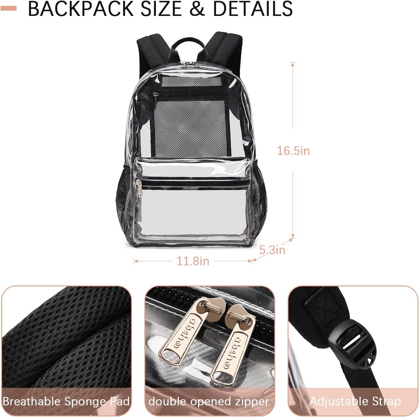 Abshoo Heavy Duty Clear Backpack (Black) - Stadium Approved Transparent ...