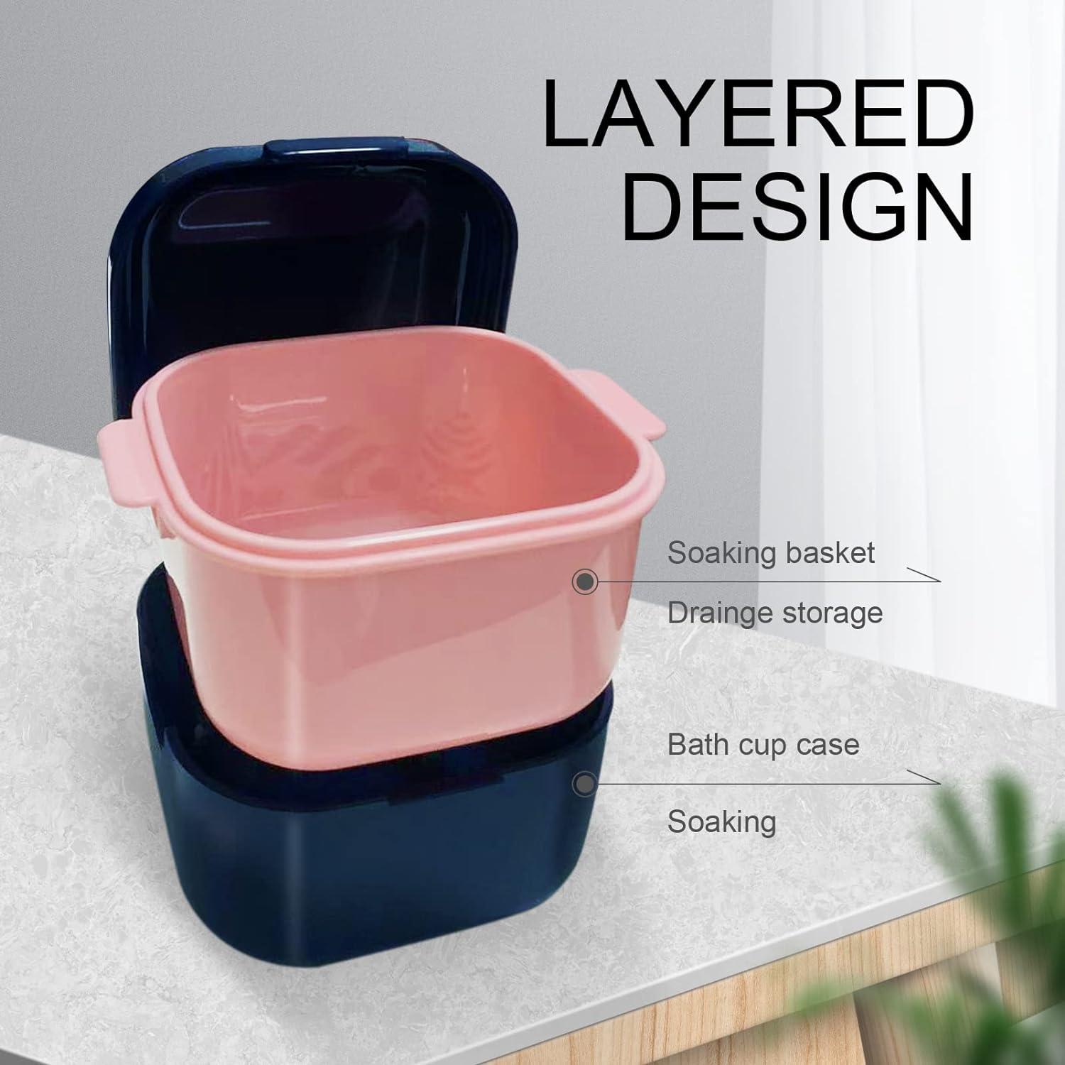 DIDATOOL Retainer Case Denture Bath Denture Cups for Soaking Dentures ...